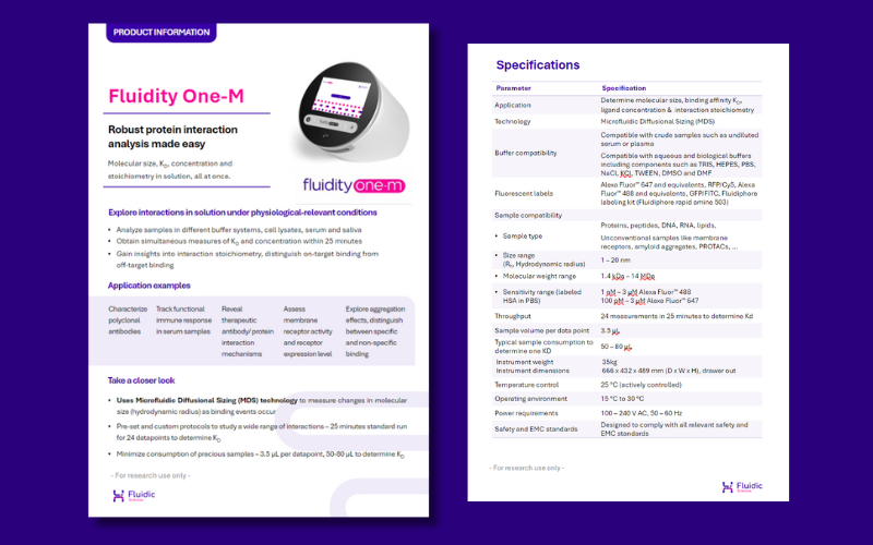 Fluidity One-M - product of Fluidic Sciences Ltd